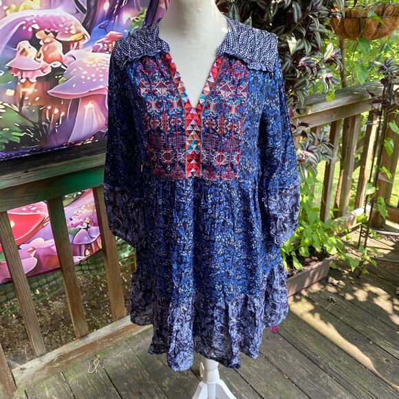 Sundance | Dresses | Sundance Blue Floral Talulah Boho Embroidered ...